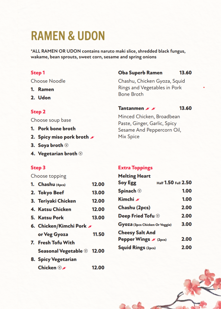 Our Menu - Oba Korean&Japanese Kitchen & Bar