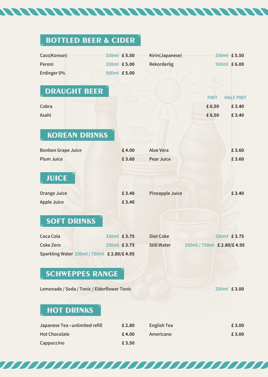 Our Menu - Oba Korean&Japanese Kitchen & Bar
