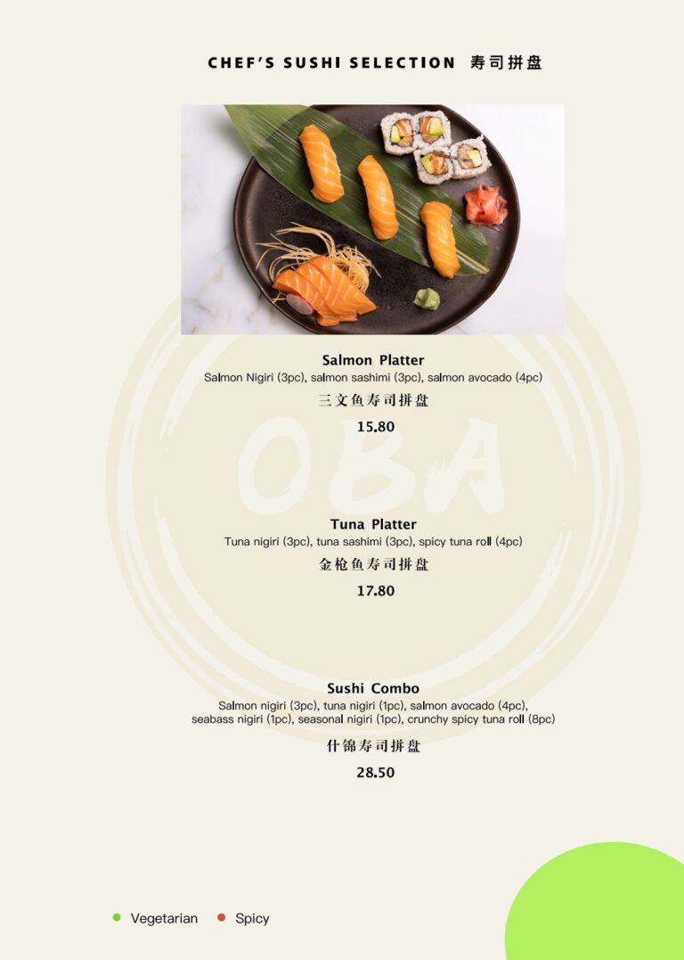 Our Menu - Oba Korean&Japanese Kitchen & Bar