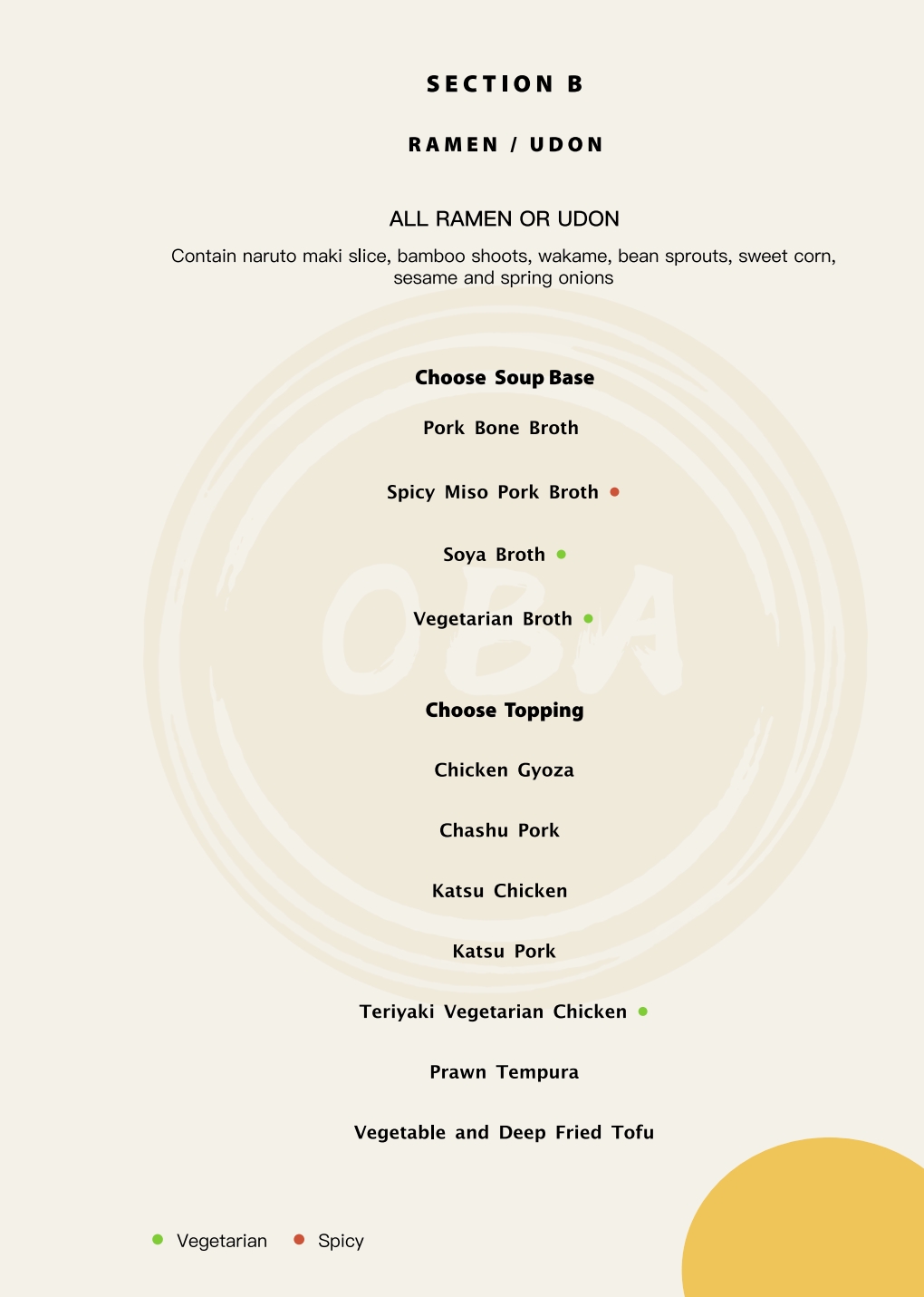 Our Menu - Oba Korean&Japanese Kitchen & Bar