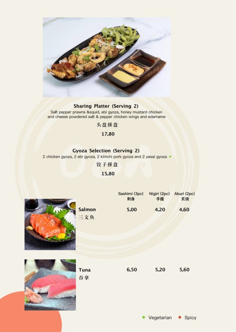 Our Menu - Oba Korean&Japanese Kitchen & Bar